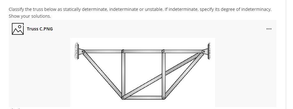 Solved Classify the truss below as statically determinate, | Chegg.com
