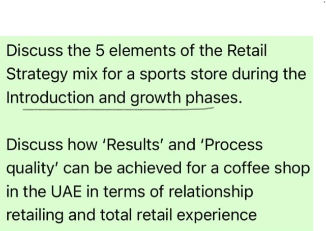 Solved Discuss the 5 elements of the Retail Strategy mix for | Chegg.com