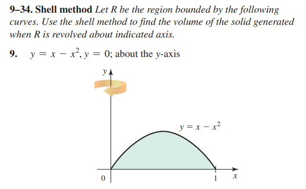 Solved 9-34. Shell method Let R be the region bounded by the | Chegg.com