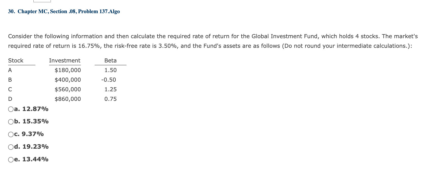 Solved 30. Chapter MC, Section .08, Problem 137.Algo | Chegg.com