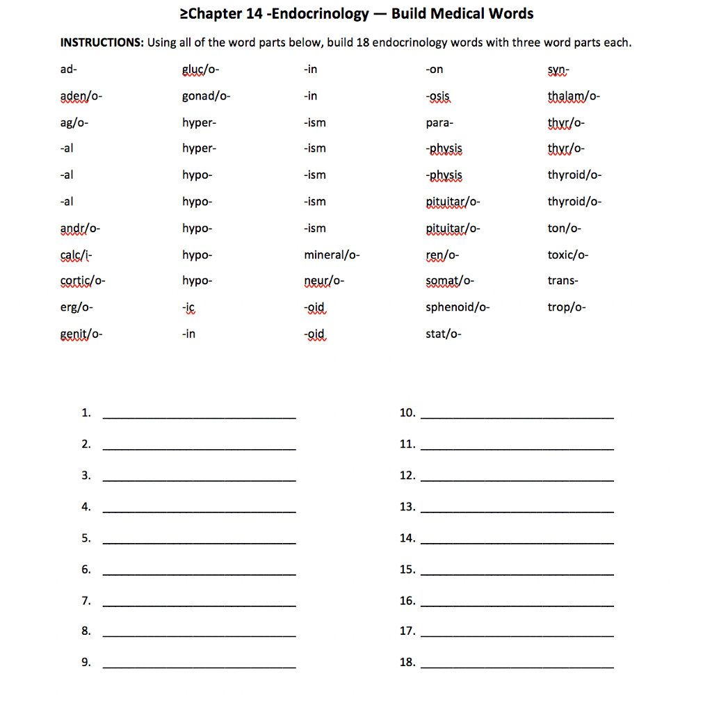 Solved 2Chapter 14 -Endocrinology - Build Medical Words | Chegg.com