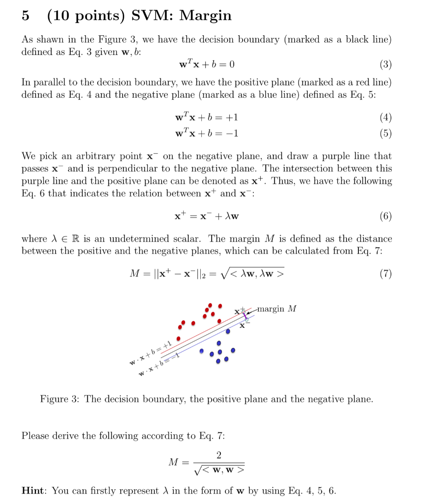 Solved 5 (10 points) SVM: Margin As shawn in the Figure 3, | Chegg.com
