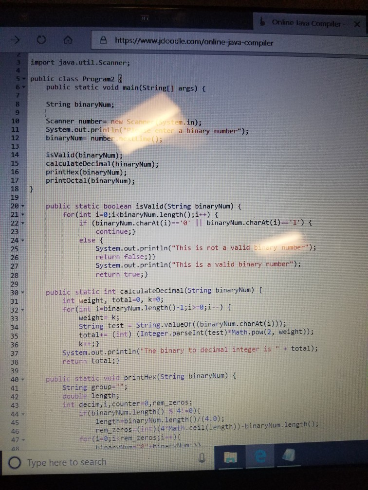Solved I need java code for the method: printOctal, I have | Chegg.com