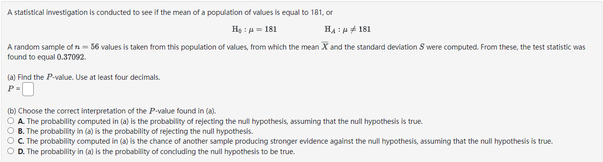 Solved A statistical investigation is conducted to see if | Chegg.com