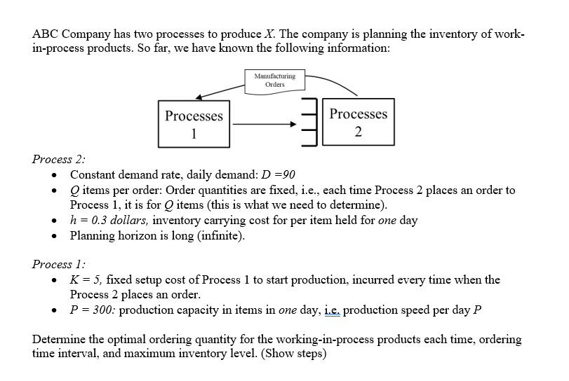 Solved ABC Company has two processes to produce X. The | Chegg.com