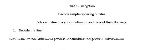 Solved Quiz 1- Encryption Decode simple ciphering puzzles | Chegg.com