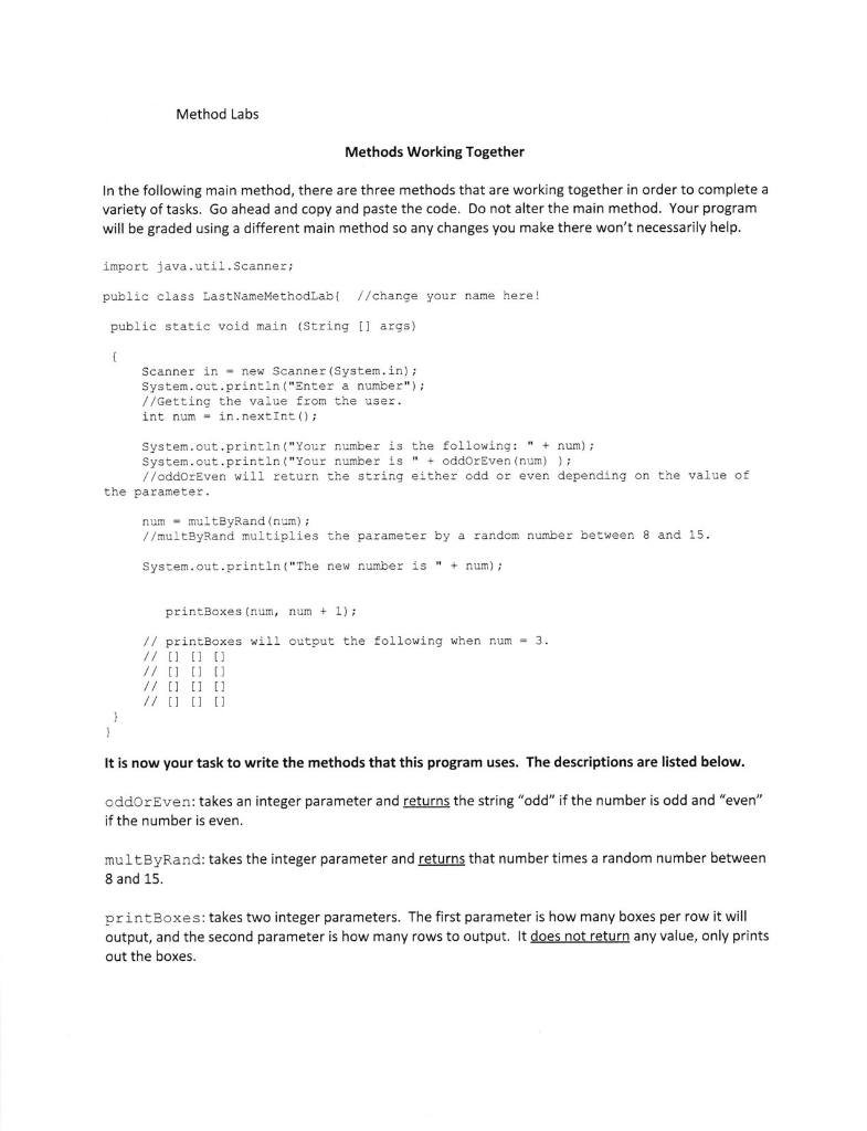 Solved Method Labs Methods Working Together In The Following 