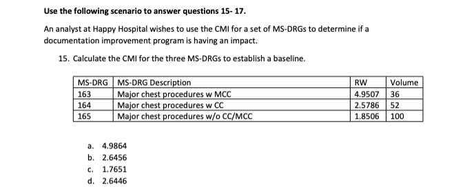 Use the following scenario to answer questions 15- | Chegg.com