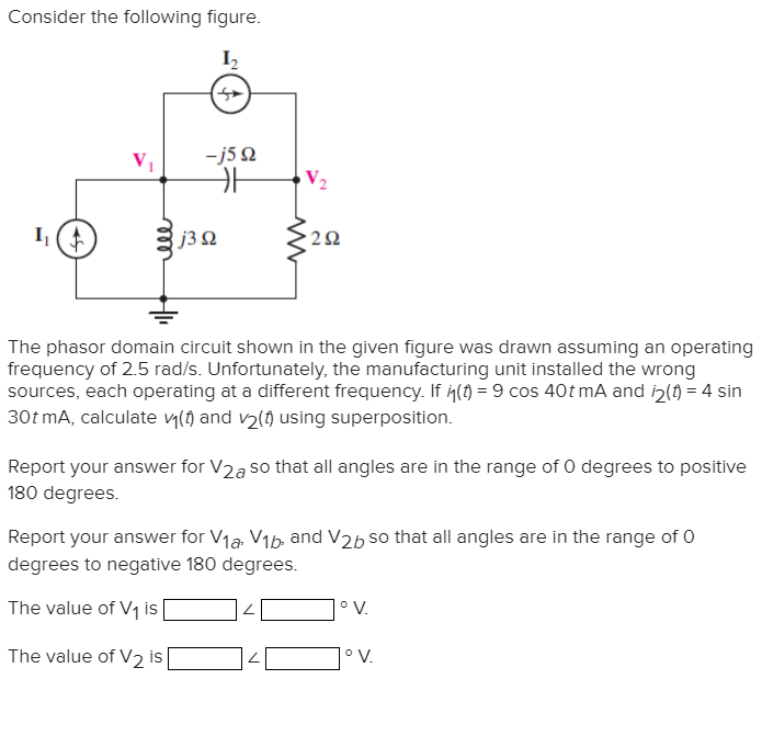 Solved Consider the following figure. The phasor domain | Chegg.com