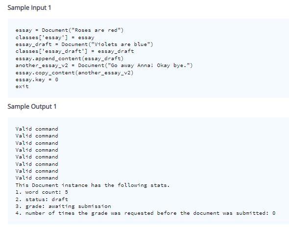 Solved Refine the Python class, Document, previously | Chegg.com