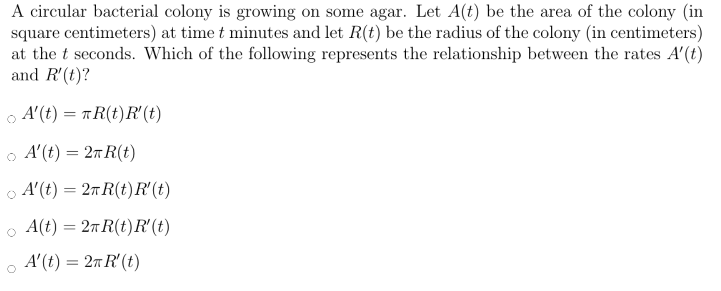 Solved A circular bacterial colony is growing on some agar. | Chegg.com