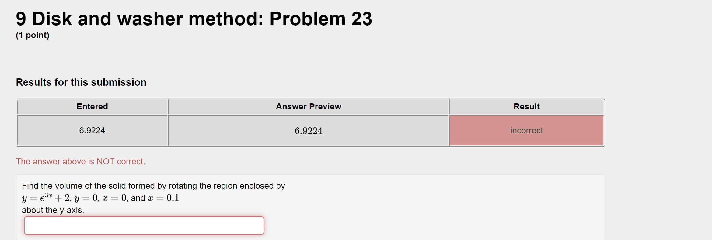 Solved 9 Disk and washer method: Problem 23 (1 point) | Chegg.com