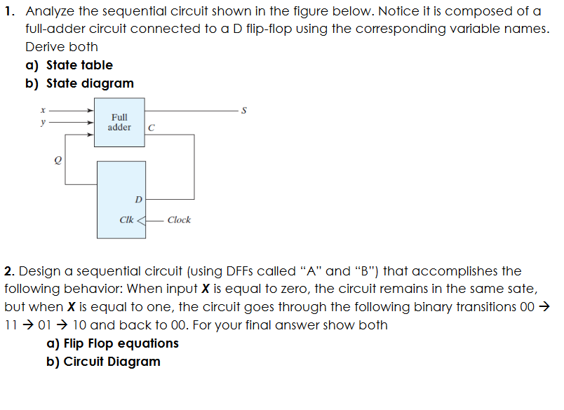 Solved 1. Analyze the sequential circuit shown in the figure | Chegg.com