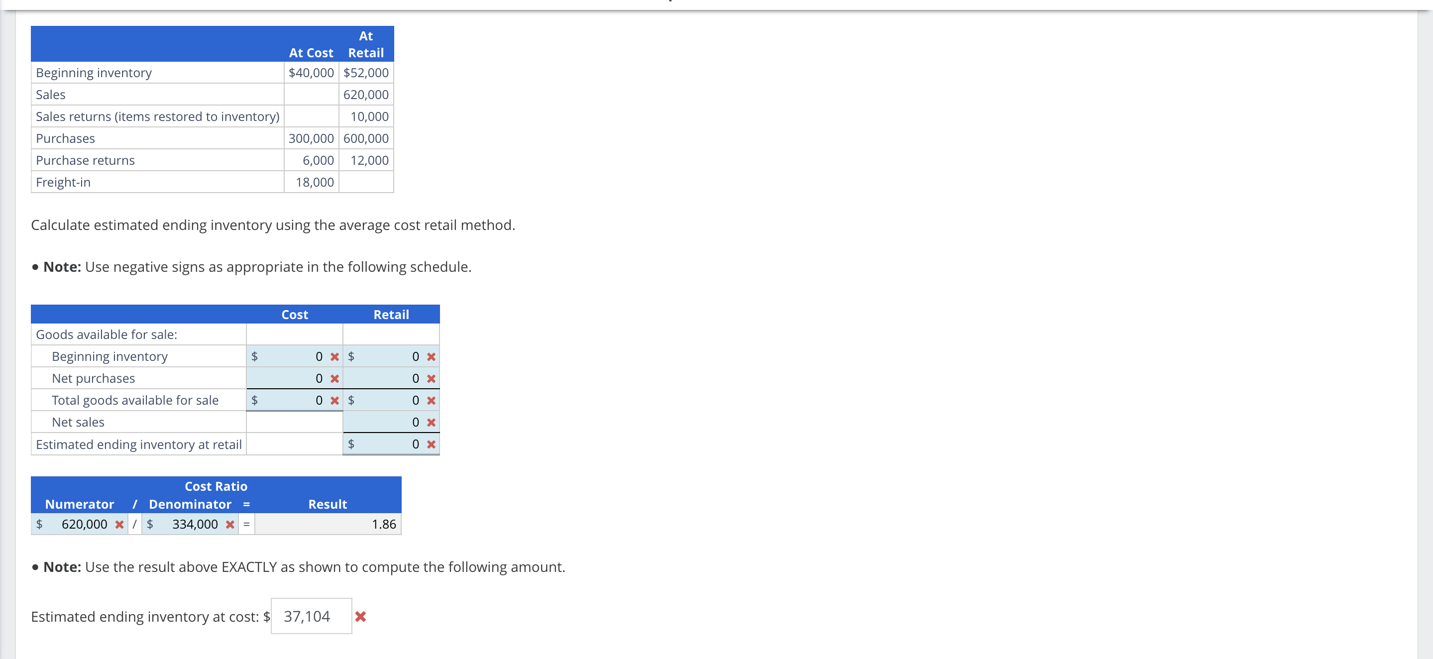 Solved Calculate estimated ending inventory using the | Chegg.com