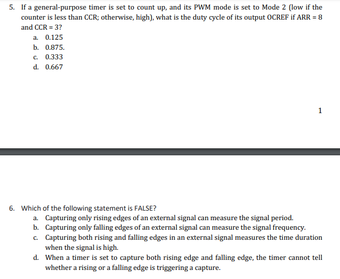 Solved 5. If a general-purpose timer is set to count up, and | Chegg.com