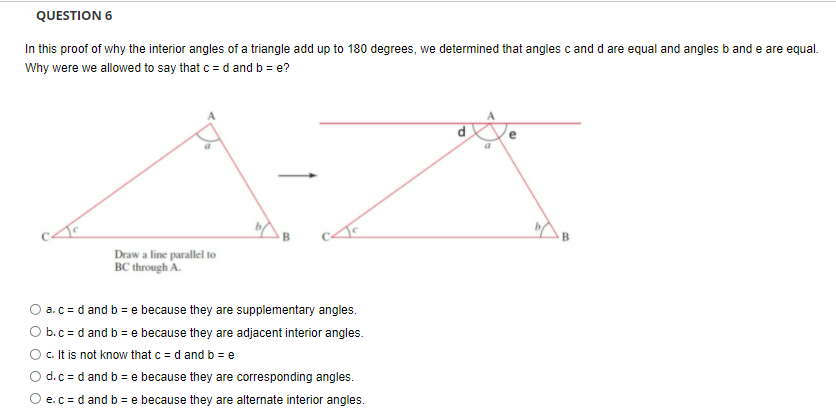 Solved QUESTION 4 According to the Parallel Postulate, shown | Chegg.com