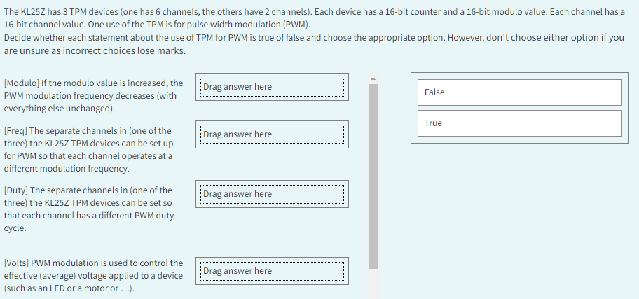 Solved The KL25Z has 3 TPM devices (one has 6 channels, the | Chegg.com