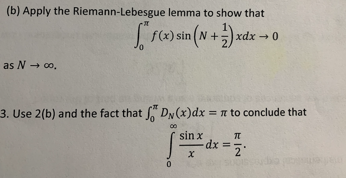 (b) Apply the Riemann-Lebesgue lemma to show that S* | Chegg.com