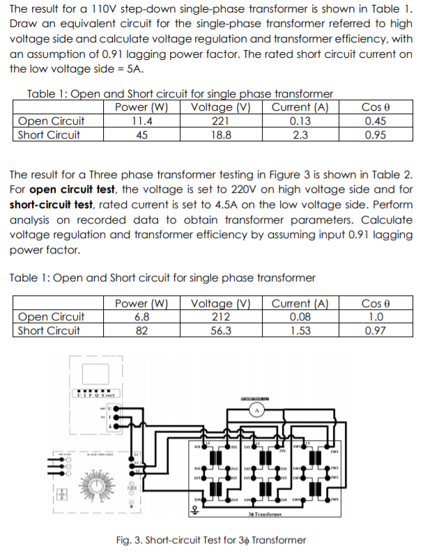 Solved The result for a 110V step-down single-phase | Chegg.com