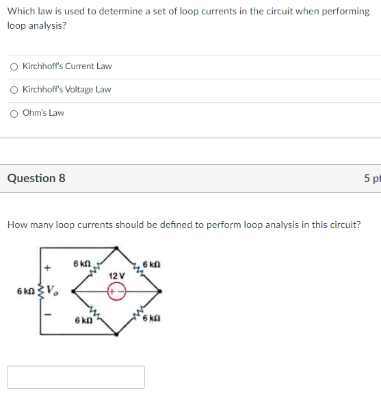 Solved Which law is used to determine a set of loop currents | Chegg.com