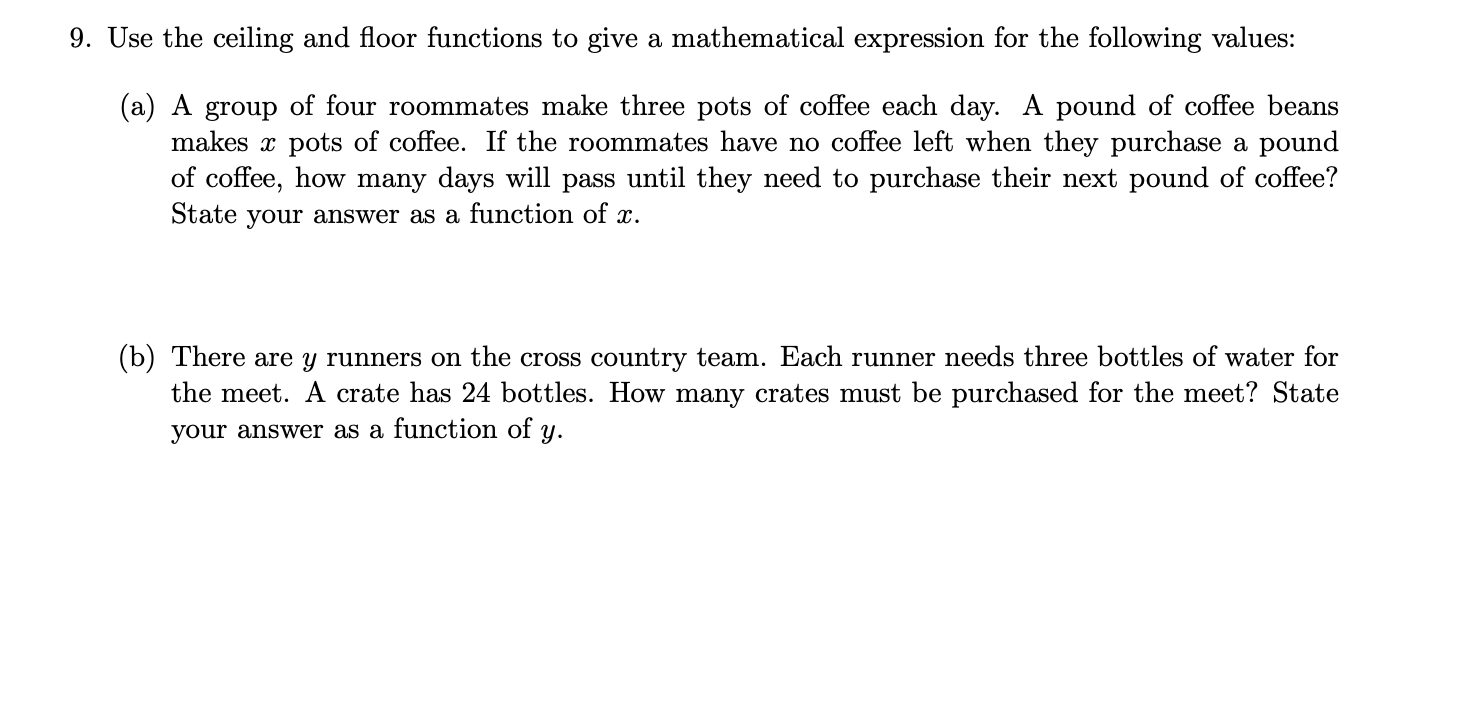 Solved 9. Use the ceiling and floor functions to give a | Chegg.com