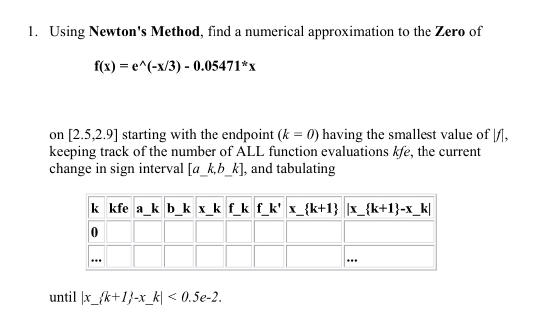 Solved 1. Using Newton's Method, find a numerical | Chegg.com