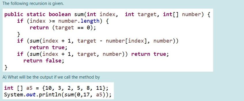 Solved The following recursion is given. public static | Chegg.com
