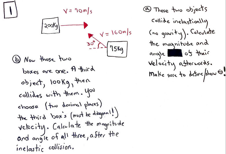 Solved D V=10m/s @ These two objects collide inelastically | Chegg.com