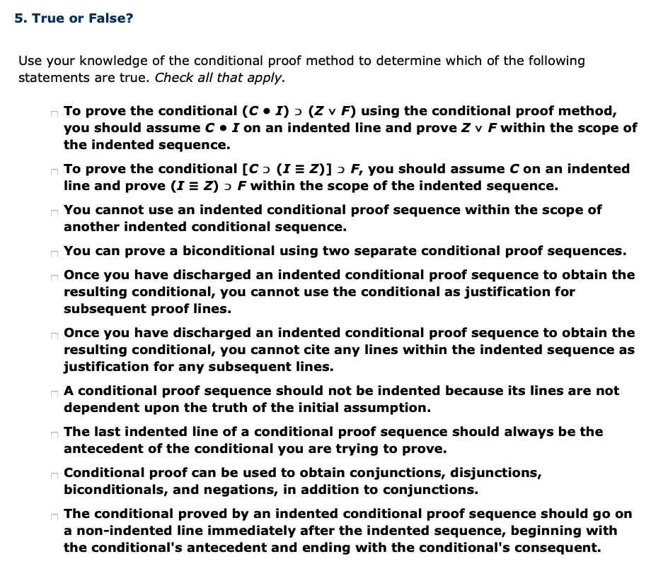 5. True or False? Use your knowledge of the | Chegg.com