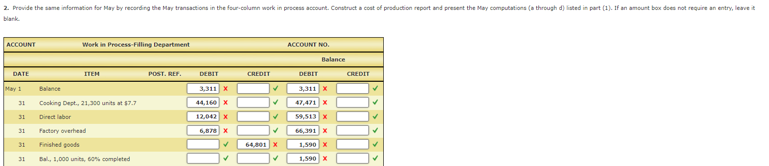 Solved Work in Process Account Data for Two Months; Cost of | Chegg.com