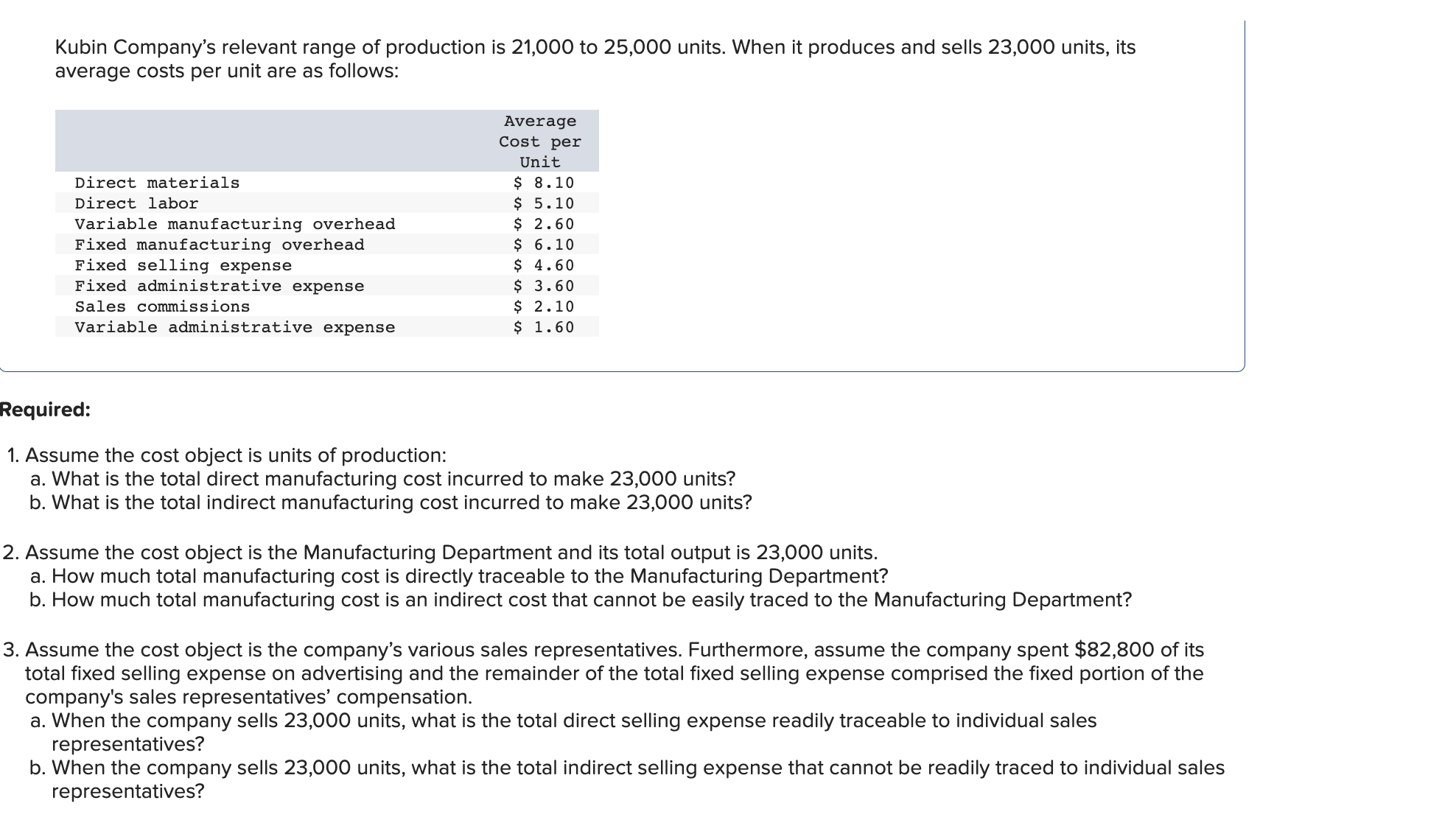 Solved 1. Assume the cost object is units of production: a. | Chegg.com