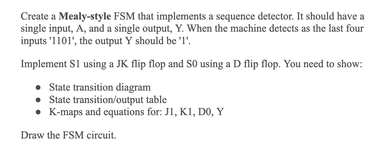 Solved Create a Mealy-style FSM that implements a sequence | Chegg.com