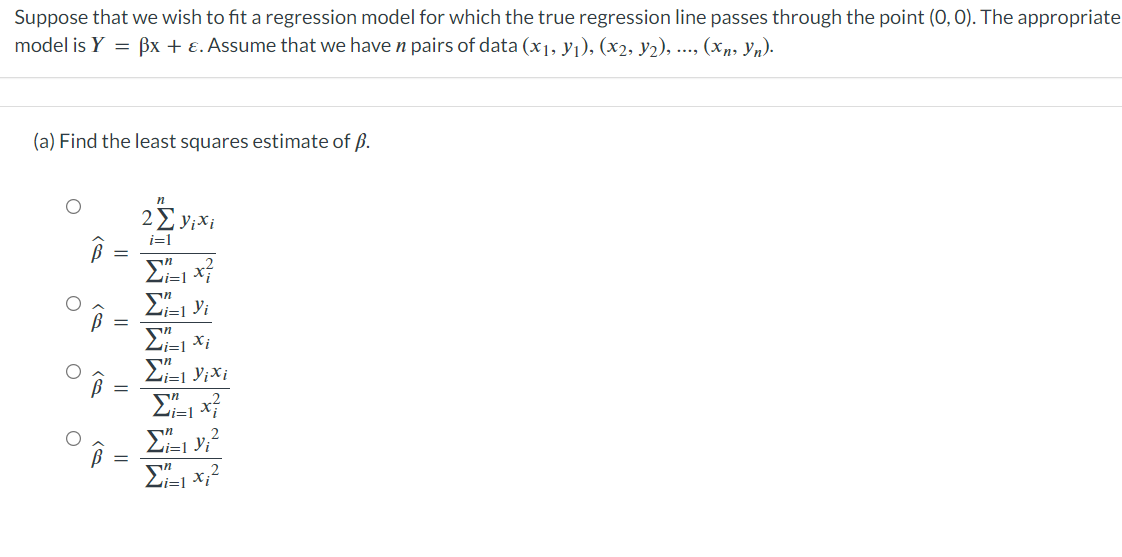 Solved Suppose that we wish to fit a regression model for | Chegg.com