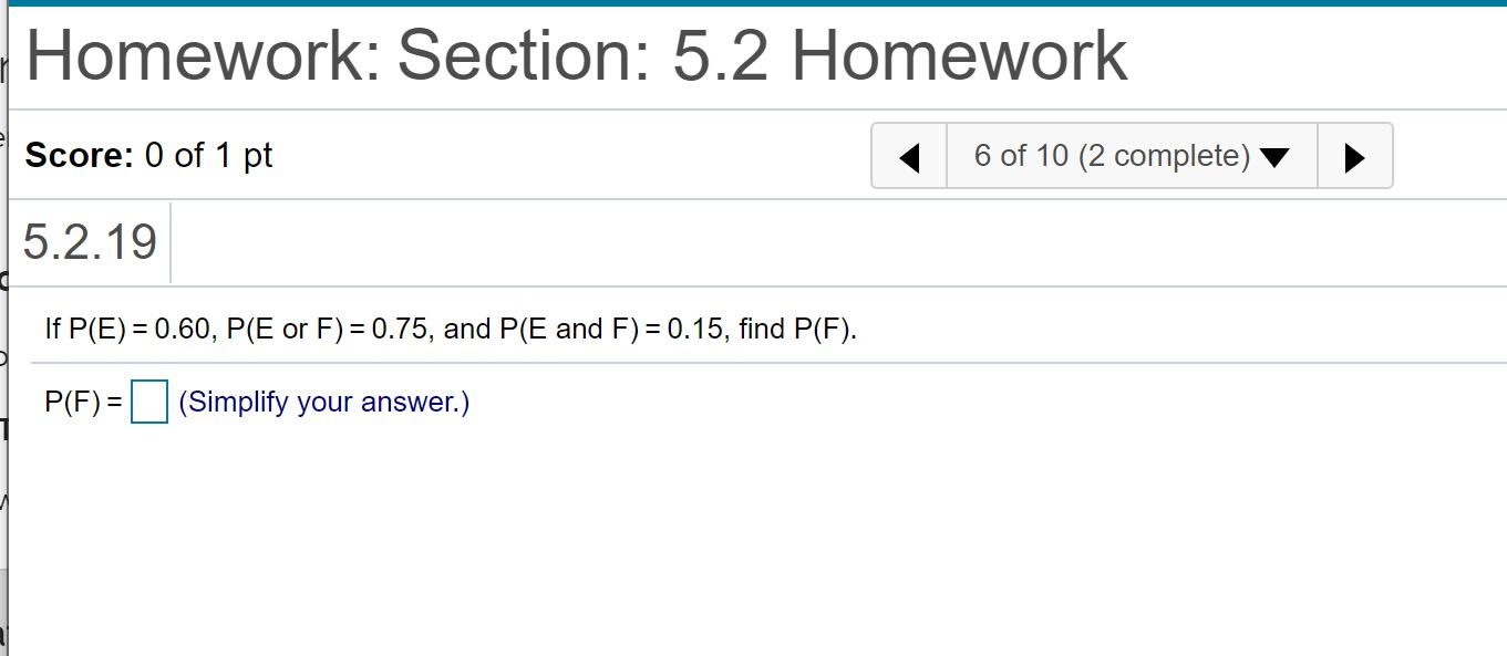 Solved Homework Section 5 2 Homework Score 0 Of 1 Pt 6 Of