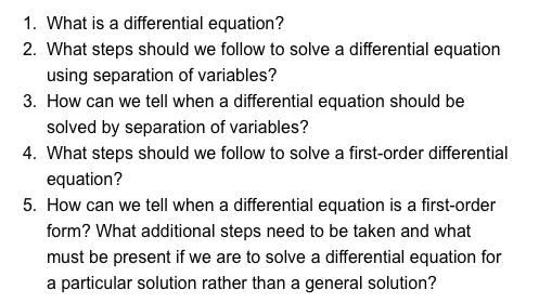 Solved 1. What is a differential equation? 2. What steps | Chegg.com