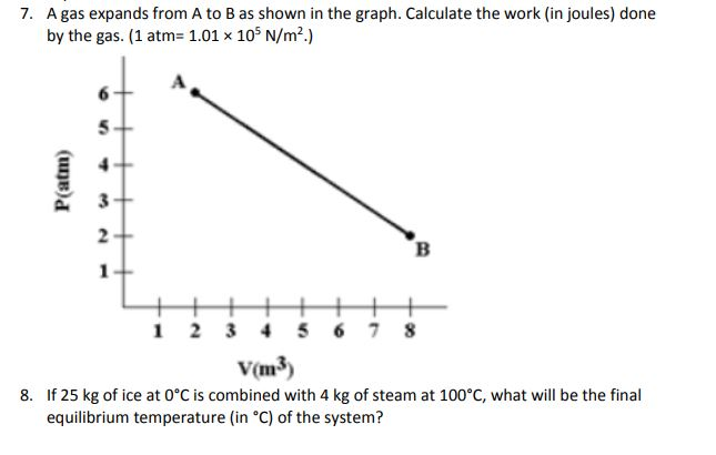 Solved 7. A gas expands from A to B as shown in the graph. | Chegg.com