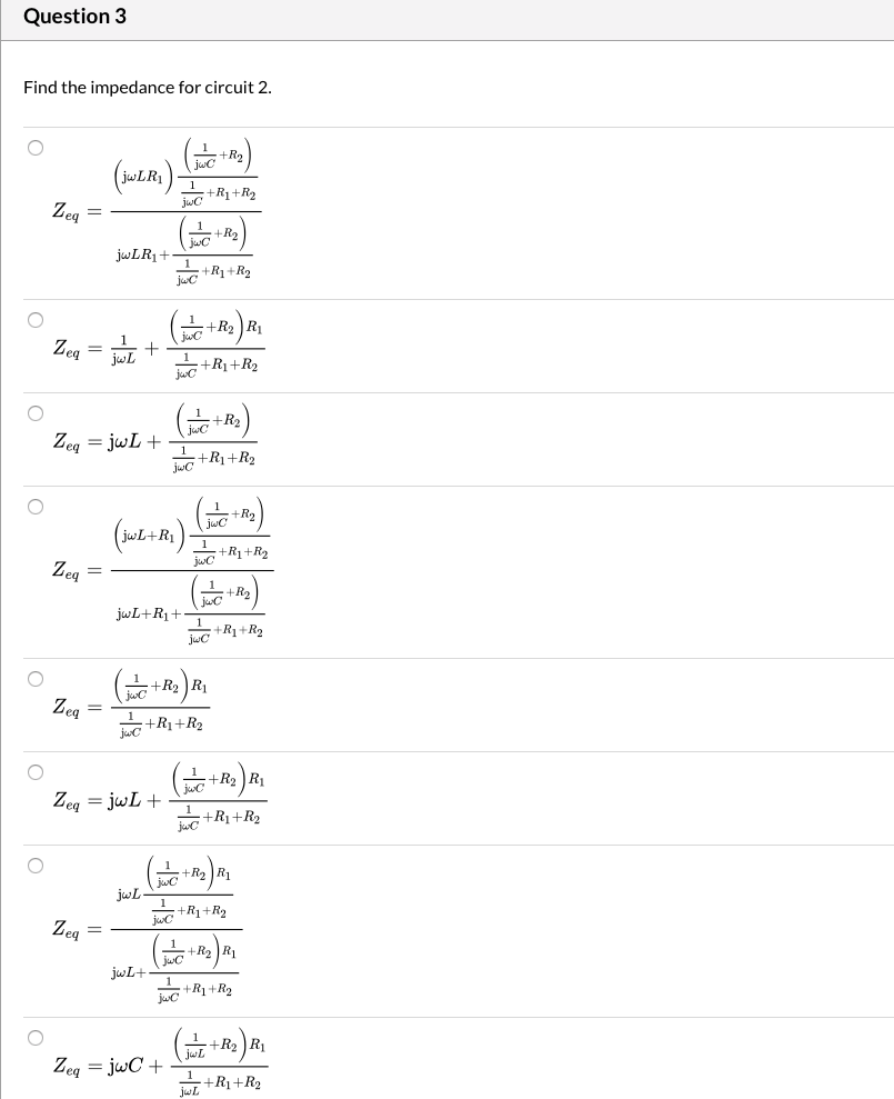 Solved Find the impedances and admittances of the following | Chegg.com