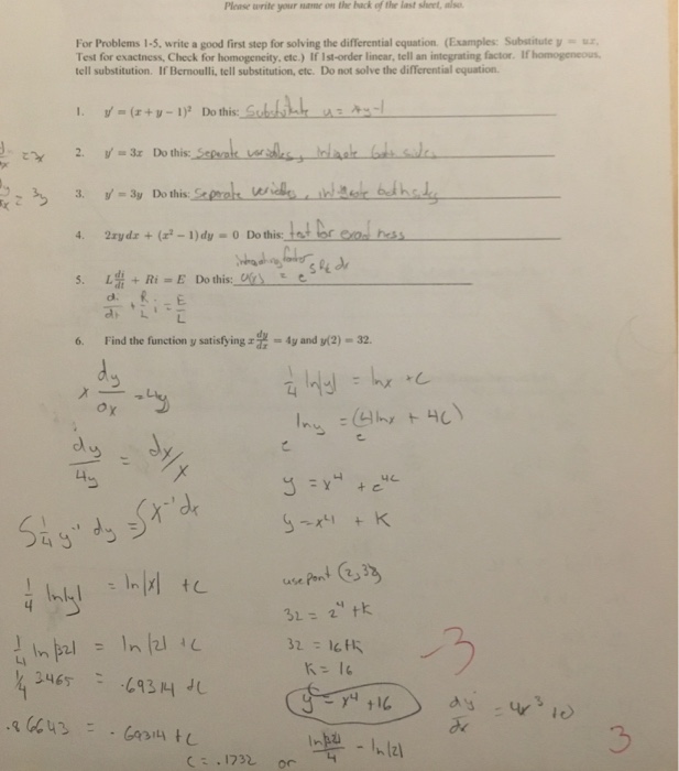 Solved Write a good first step for solving the differential | Chegg.com