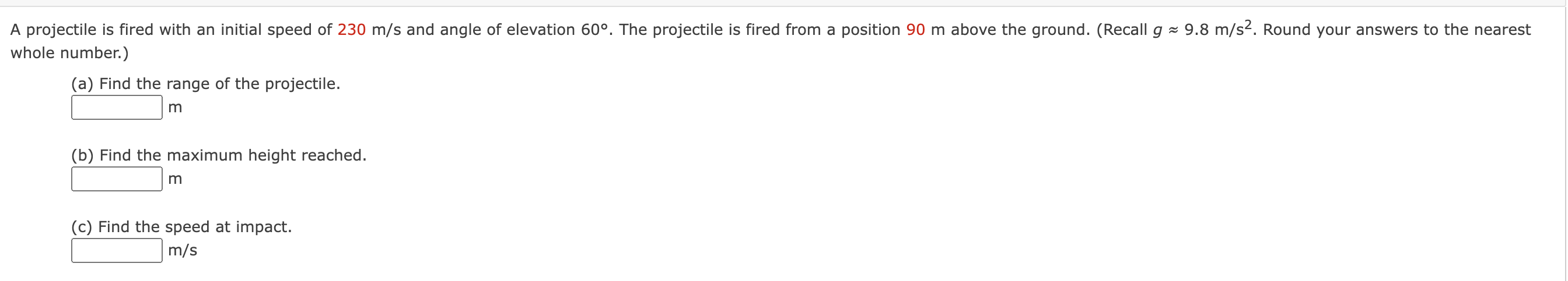Solved whole number.) (a) Find the range of the projectile. | Chegg.com