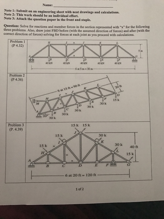 Solved Solve for reactions and member forces in the section | Chegg.com