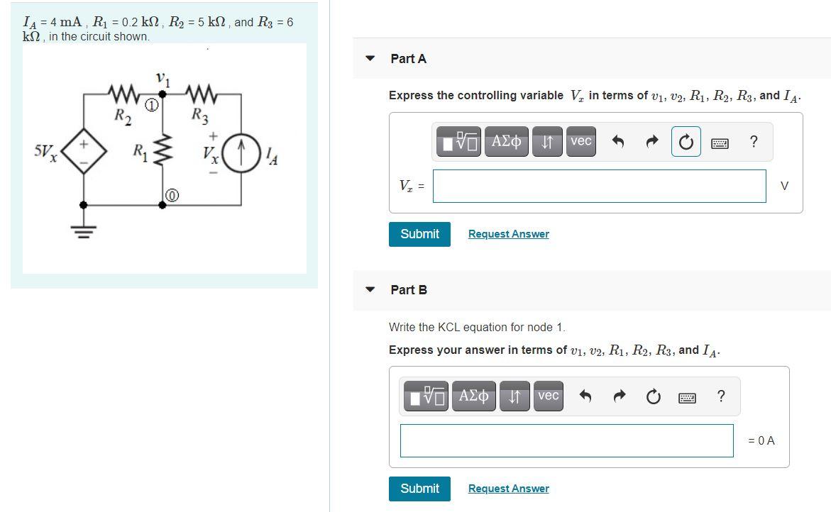 Solved I A = 4 mA, R1 = 0.2 k12, R2 = 5 k2, and R3 = 6 k22, | Chegg.com
