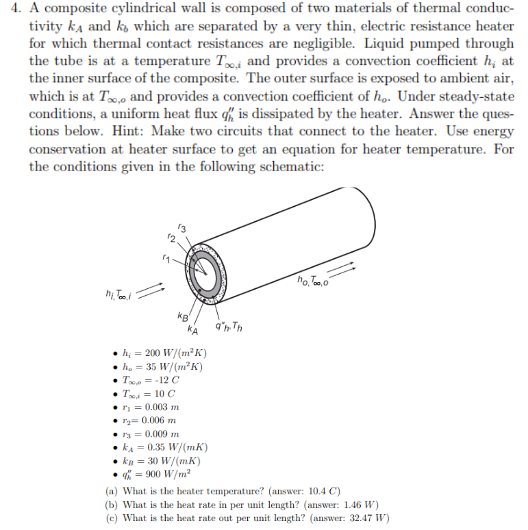 Solved 4. A composite cylindrical wall is composed of two | Chegg.com