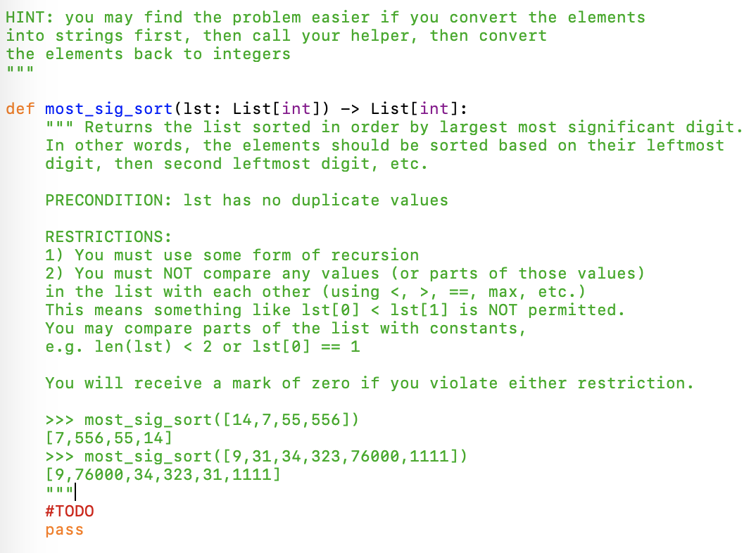 Solved Please solve this function HINT: you may find the | Chegg.com
