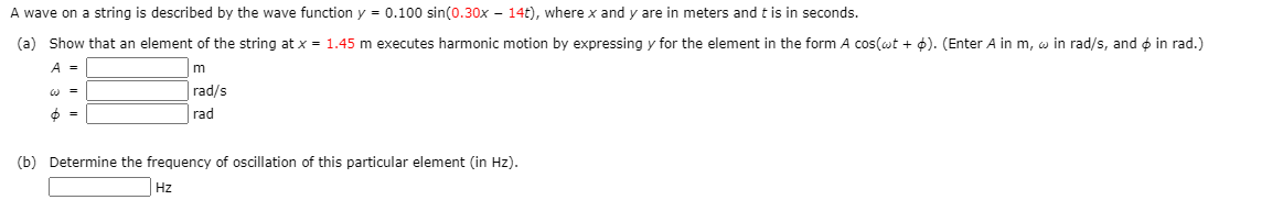 Solved A wave on a string is described by the wave function | Chegg.com