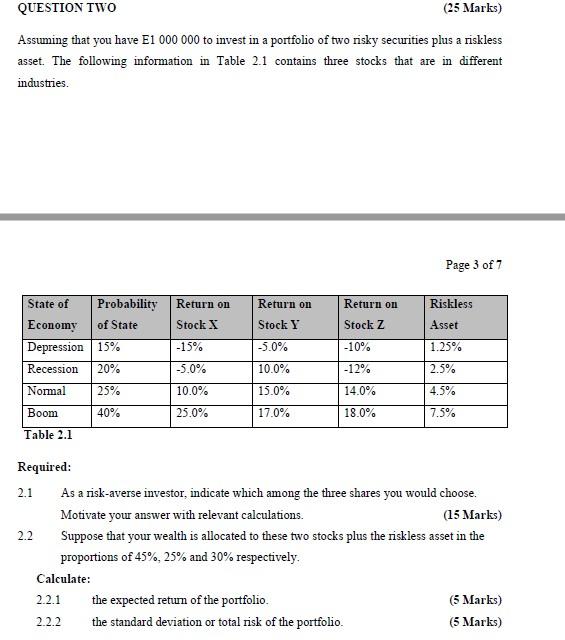 Solved QUESTION TWO (25 Marks) Assuming that you have E1 | Chegg.com