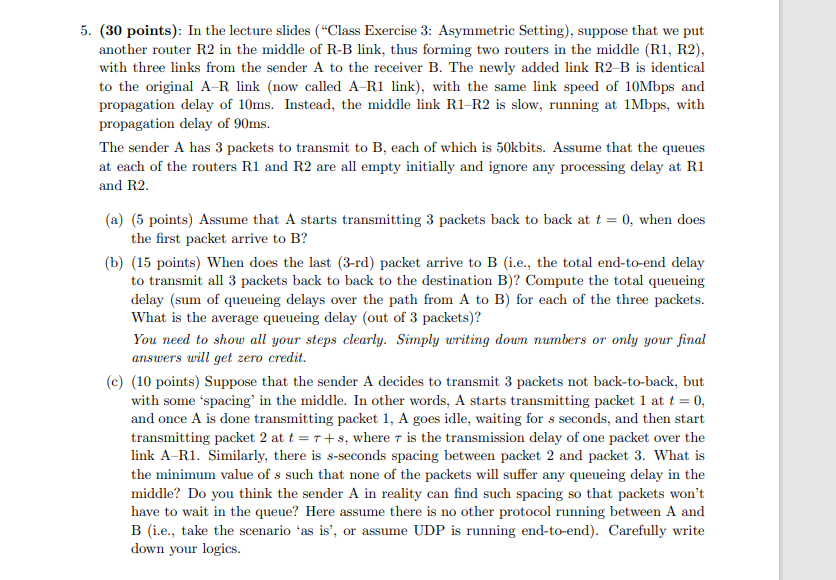 Solved Class Exercise 3: Asymmetric setting | Chegg.com