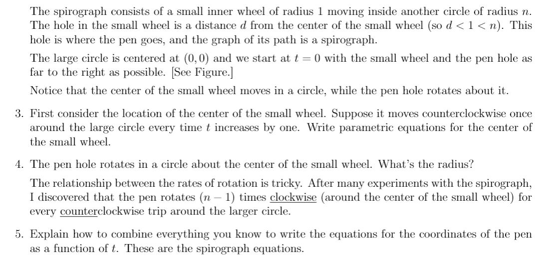 Solved у N The Spirograph A diagram of the spirograph is | Chegg.com