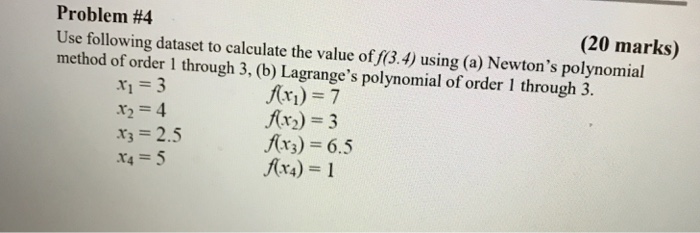 Solved Problem #4 (20 marks) Use following dataset to | Chegg.com
