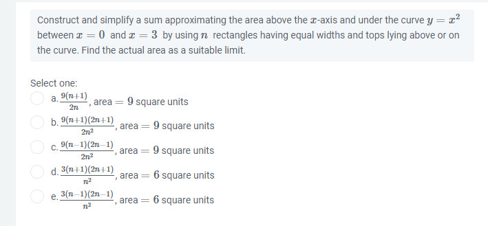 Solved Construct and simplify a sum approximating the area | Chegg.com