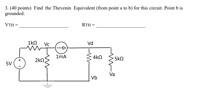Solved 3. (40 points) Find the Thevenin Equivalent (from | Chegg.com